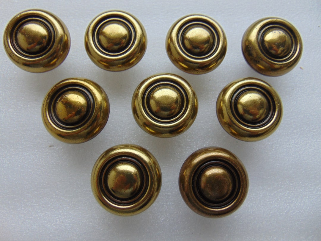 Vintage Antique Brass 9 Outlined Cabinet, Dresser, Drawer Knobs Knob ...