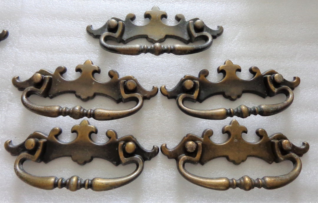 Antique Brass Faux Drop Pull-handle 5 Cabinet Dresser Desk Handles ...