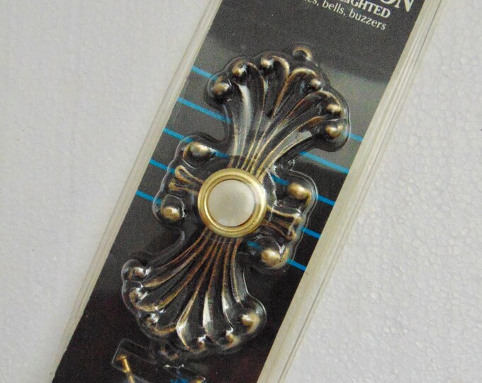 Vintage NOS Door Bell, Trine Push Button, Lighted, Antique Brass ...