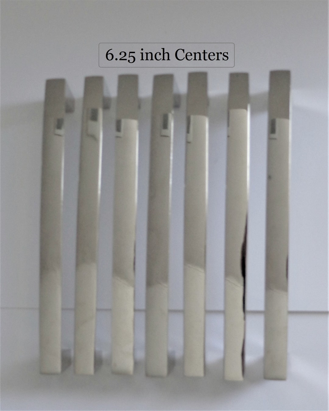 Mid Century Modern Silver Pulls Handles, 6.25 in Center, 7 Cabinet ...