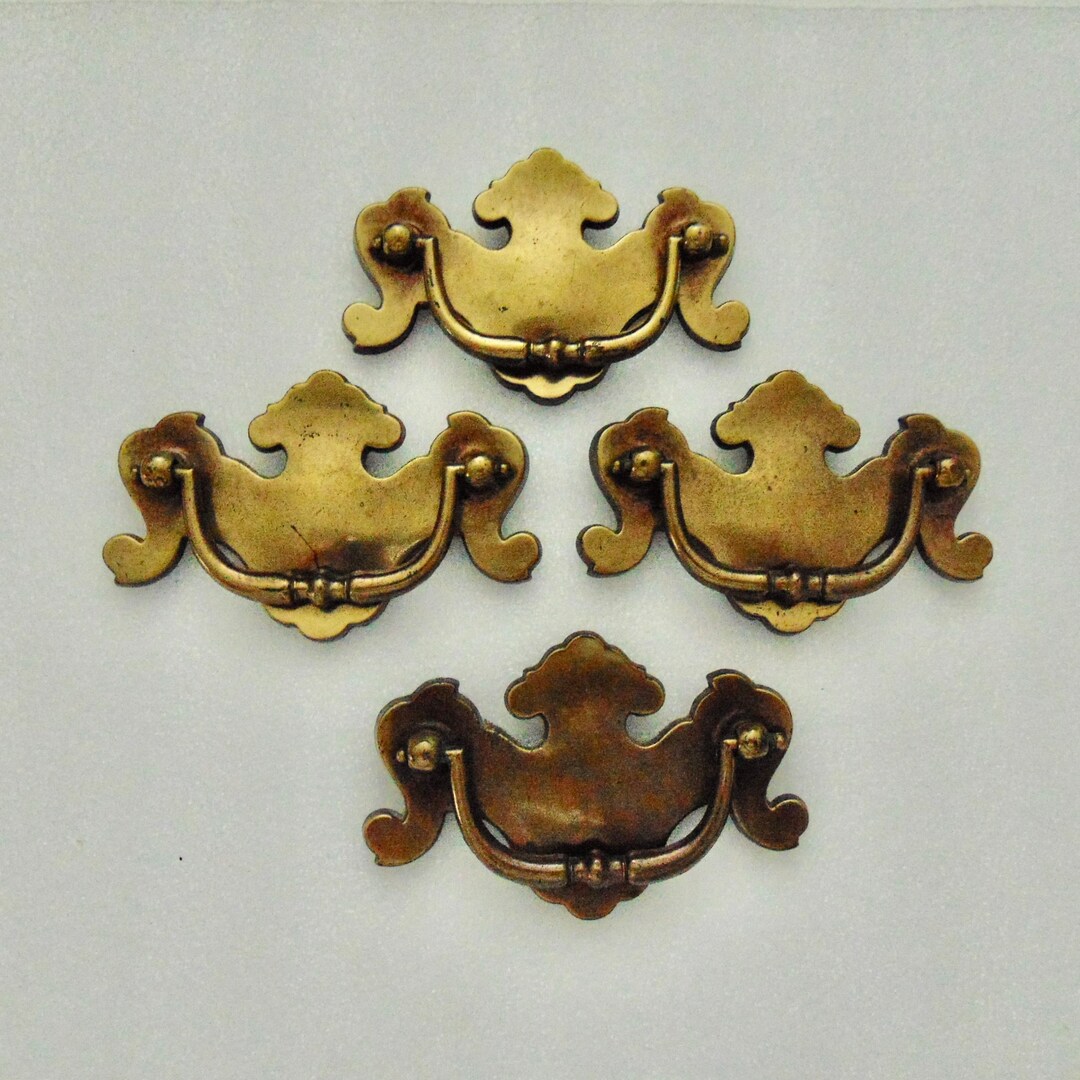 Vintage 4 KBC Drop Pulls, 3 in Center, Antique Brass - Etsy