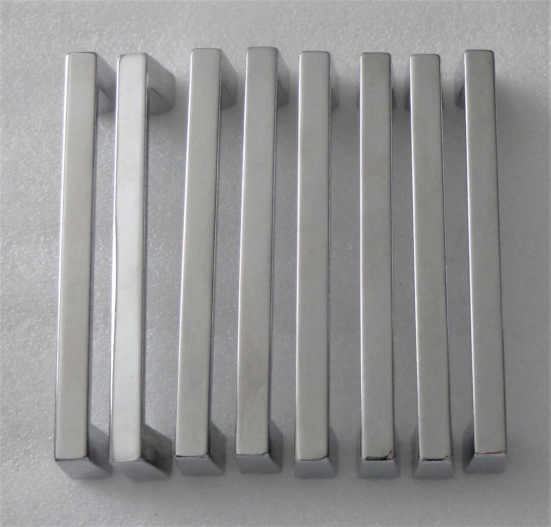 Set of 8 Modern Silver Handles, 4 in Centers, Hardware - Etsy