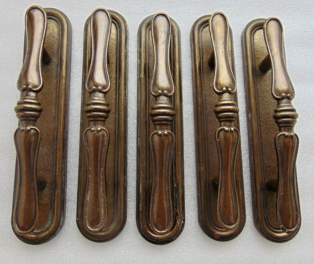 Vintage Antique Brass Handle Pull & Back Plate 3 in Centers 5 Cabinet ...