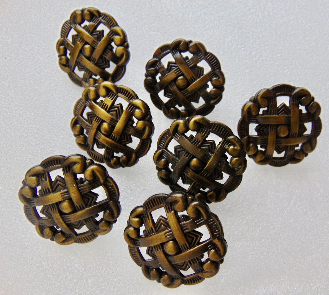 Set of 7 Basket Weave Knobs, Antique Brass Vintage Hardware - Etsy
