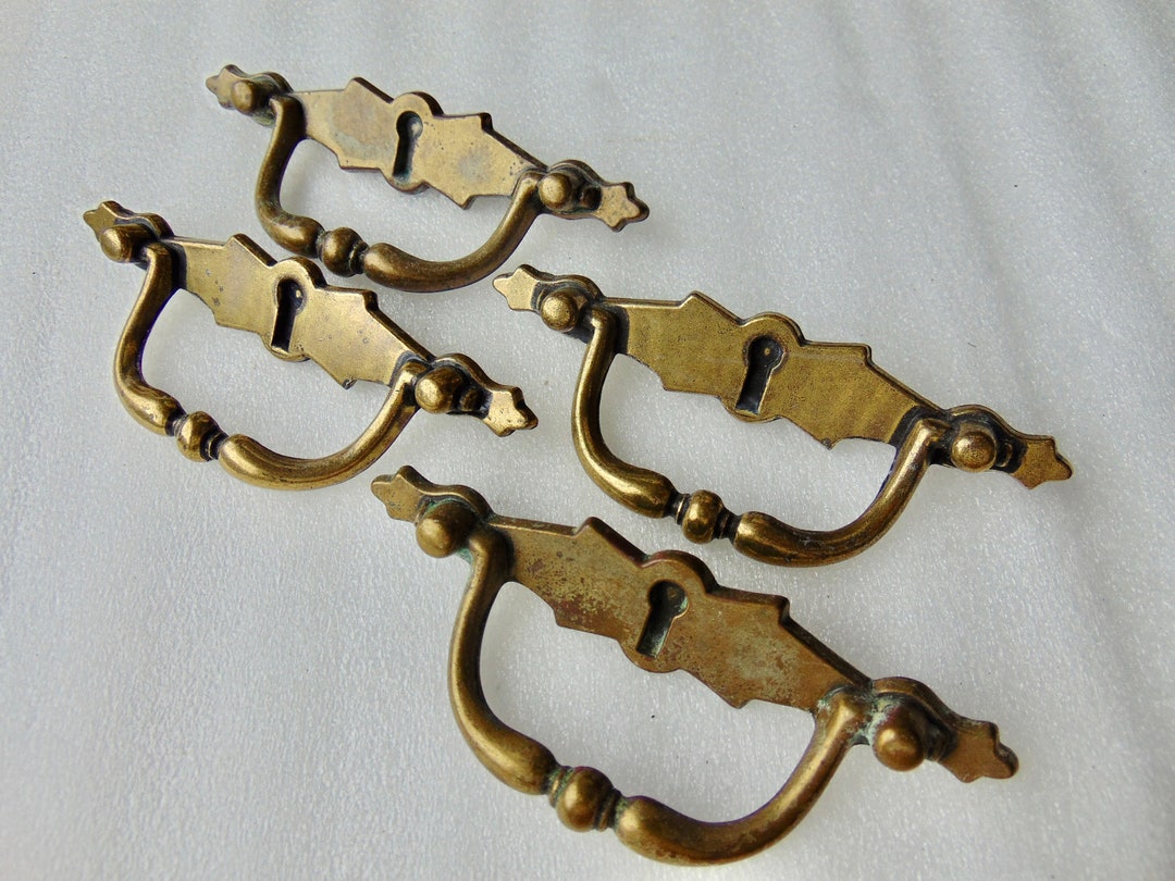 Set of 4 Antique Brass Faux Drop Pulls, 3 in Centers, KBC 9093 Hardware ...