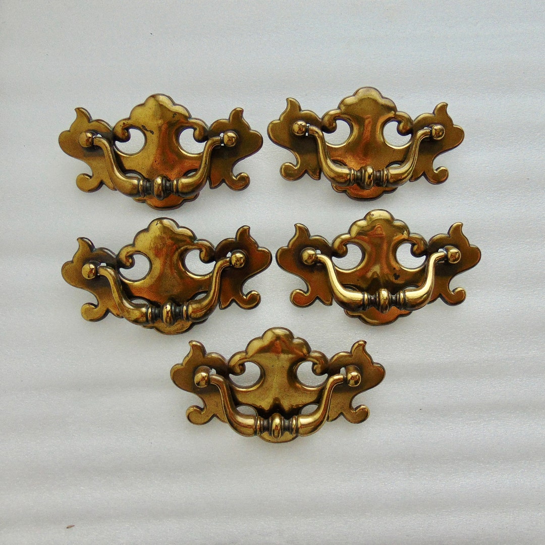 5 KBC Drop Pulls, 3 in Centers, Vintage Antique Brass Hardware - Etsy