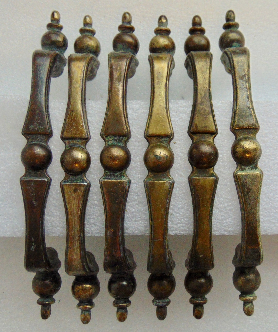 Set of 6 Worn Handles, 3 in Centers, Antique Brass Hardware - Etsy