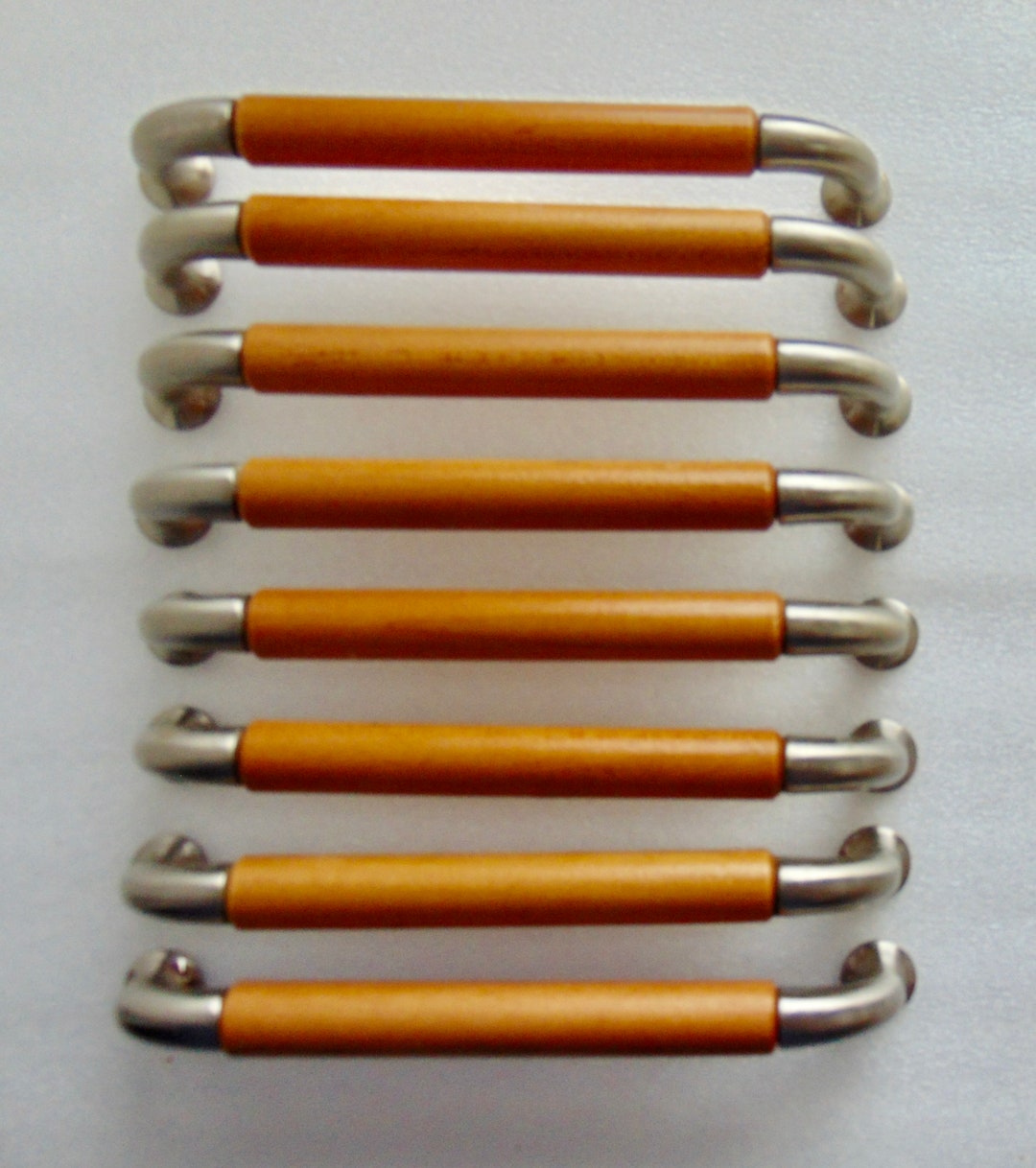 Silver & Wood Handle 8 Cabinet Desk Dresser Pulls Handles 5 in Centers ...