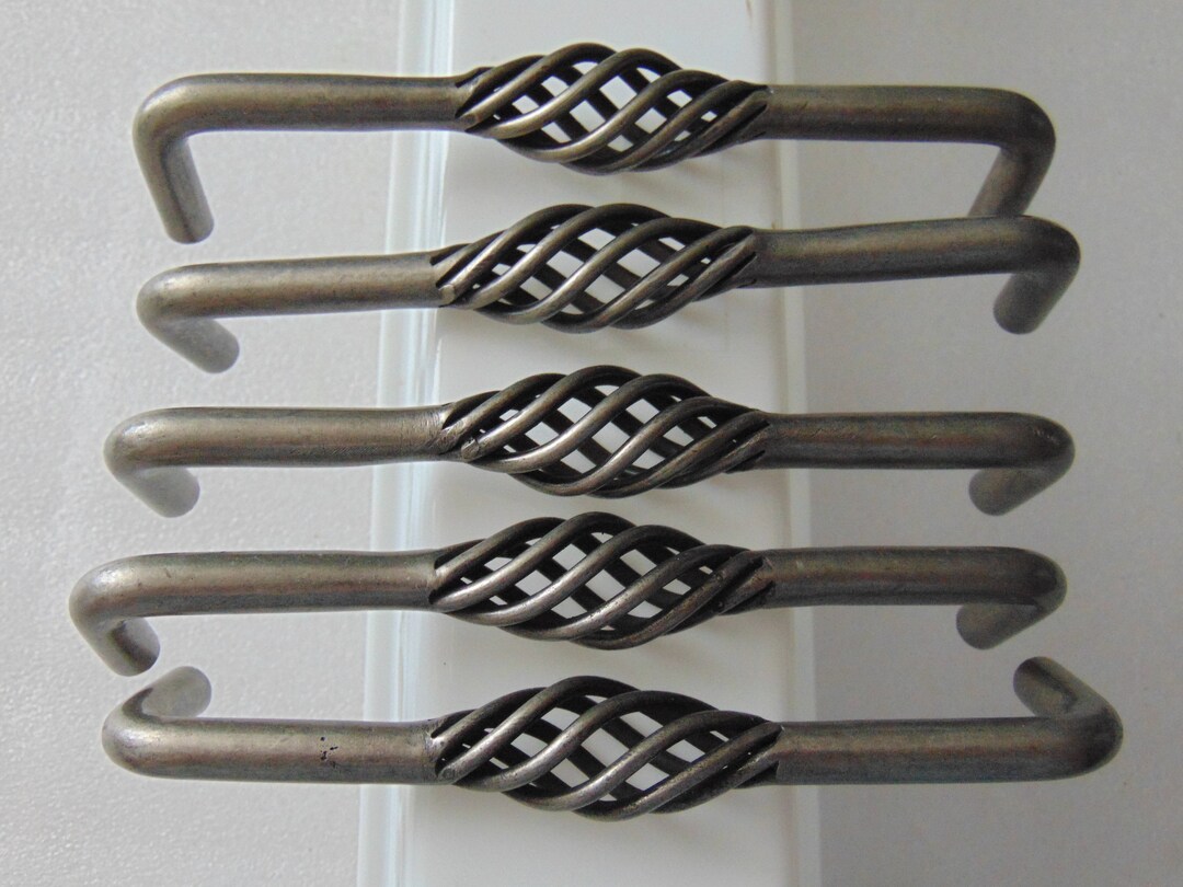 Set of 5 Swirl Handles, 5 in Centers, Silver, Gray Hardware - Etsy