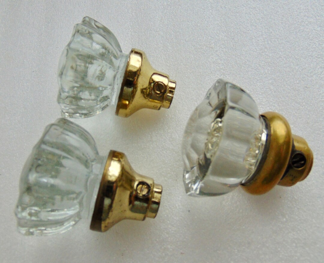 Antique Clear Glass Crystal 3 Door Knobs Knob Group - Etsy