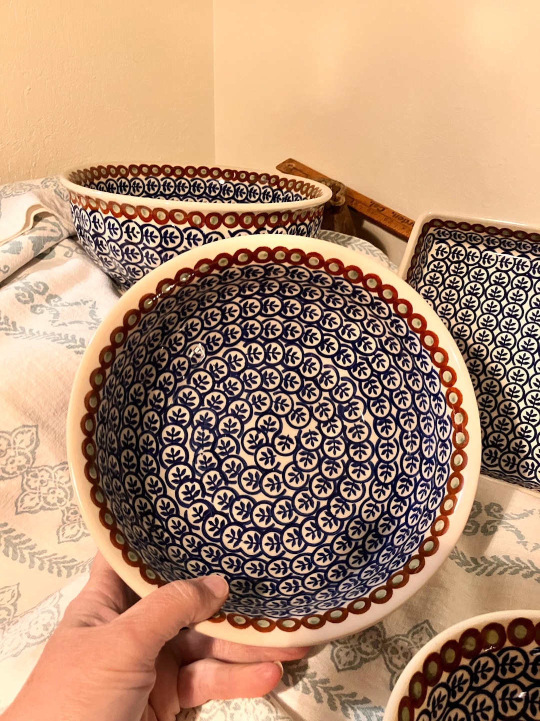 Boleslawcieu Pottery Hand Painted in Poland Fluted Mixing Bowls and ...