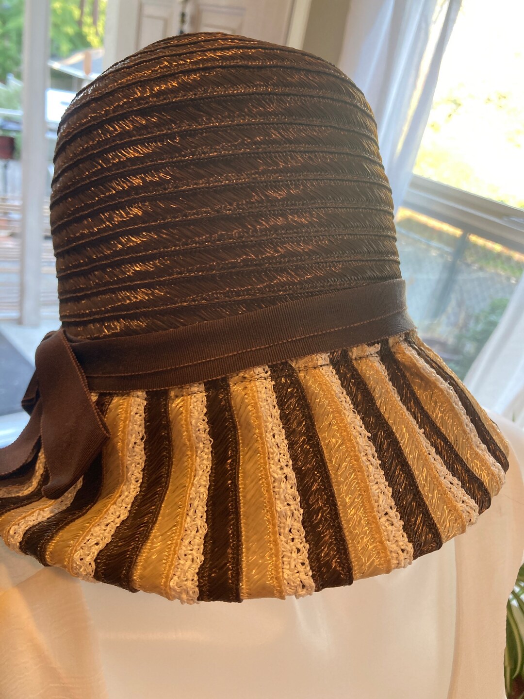 Kutz Hats 1960’s Cellophane Straw 6” High Rimmed Hat Union Made Vintage ...