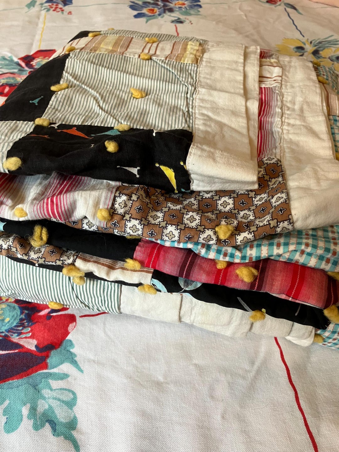1940’s (est) Patchwork Quilt Top Needing to Be Completed 74 X 68 ...