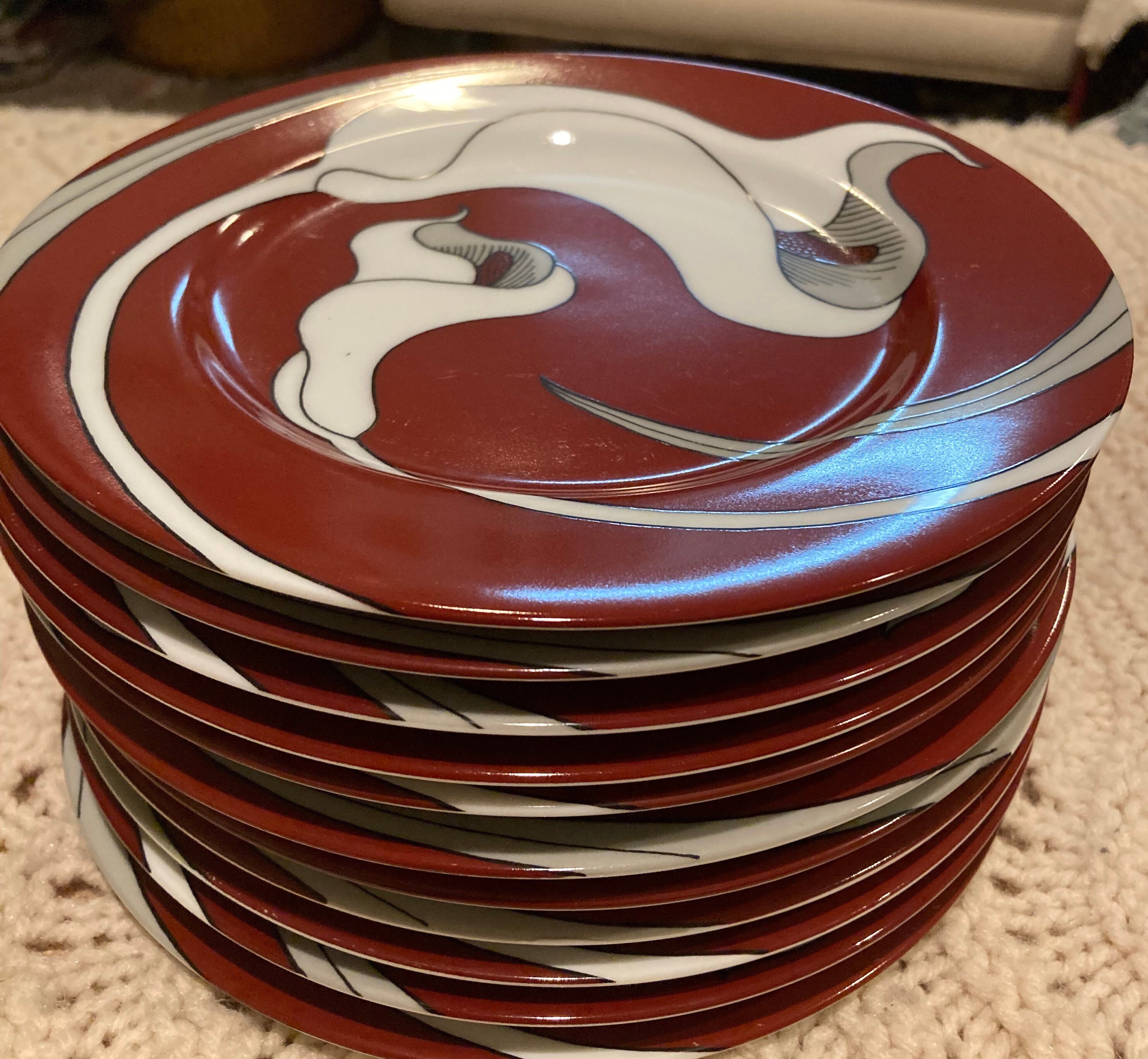 Calla Lily 1978 Fitz & Floyd Set of 11 Salad Lunch Plates 7.5 Beautiful ...