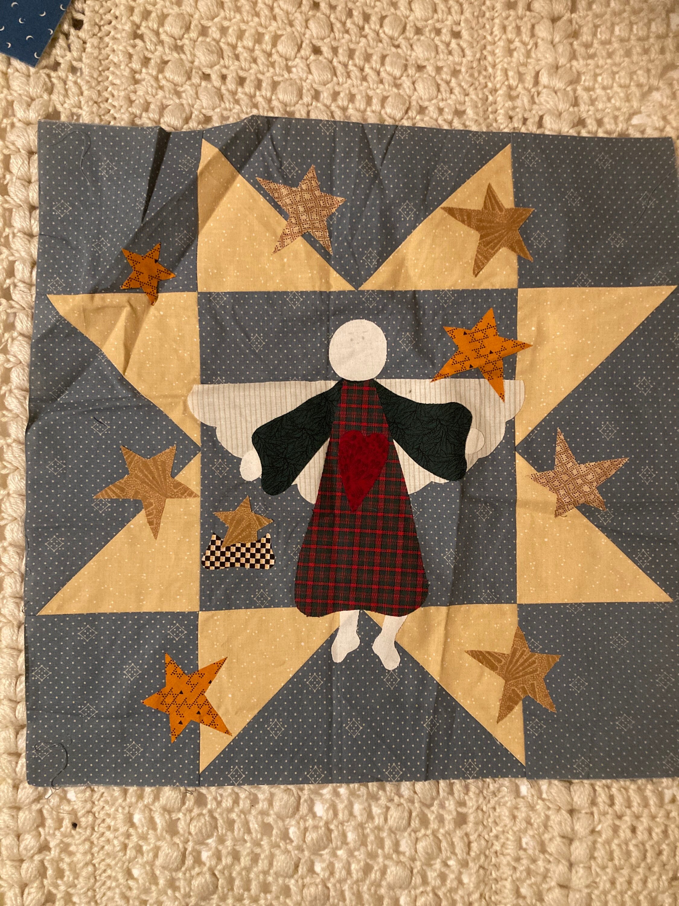 Starlight Angel Uncompleted Appliqué Quilt Square With Cabin Fever ...