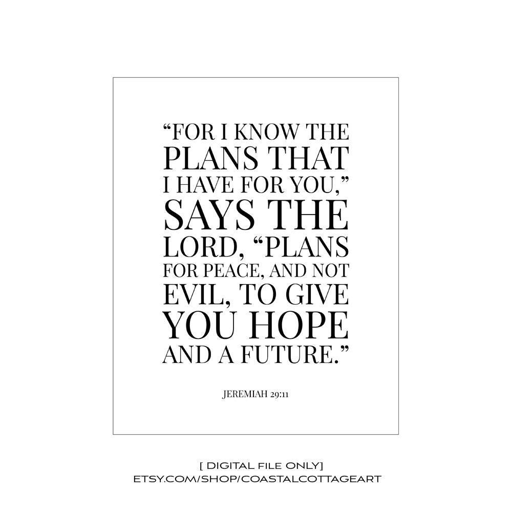Jeremiah 29 11, Digital Download, Inspirational, Bible Verses, Bible ...