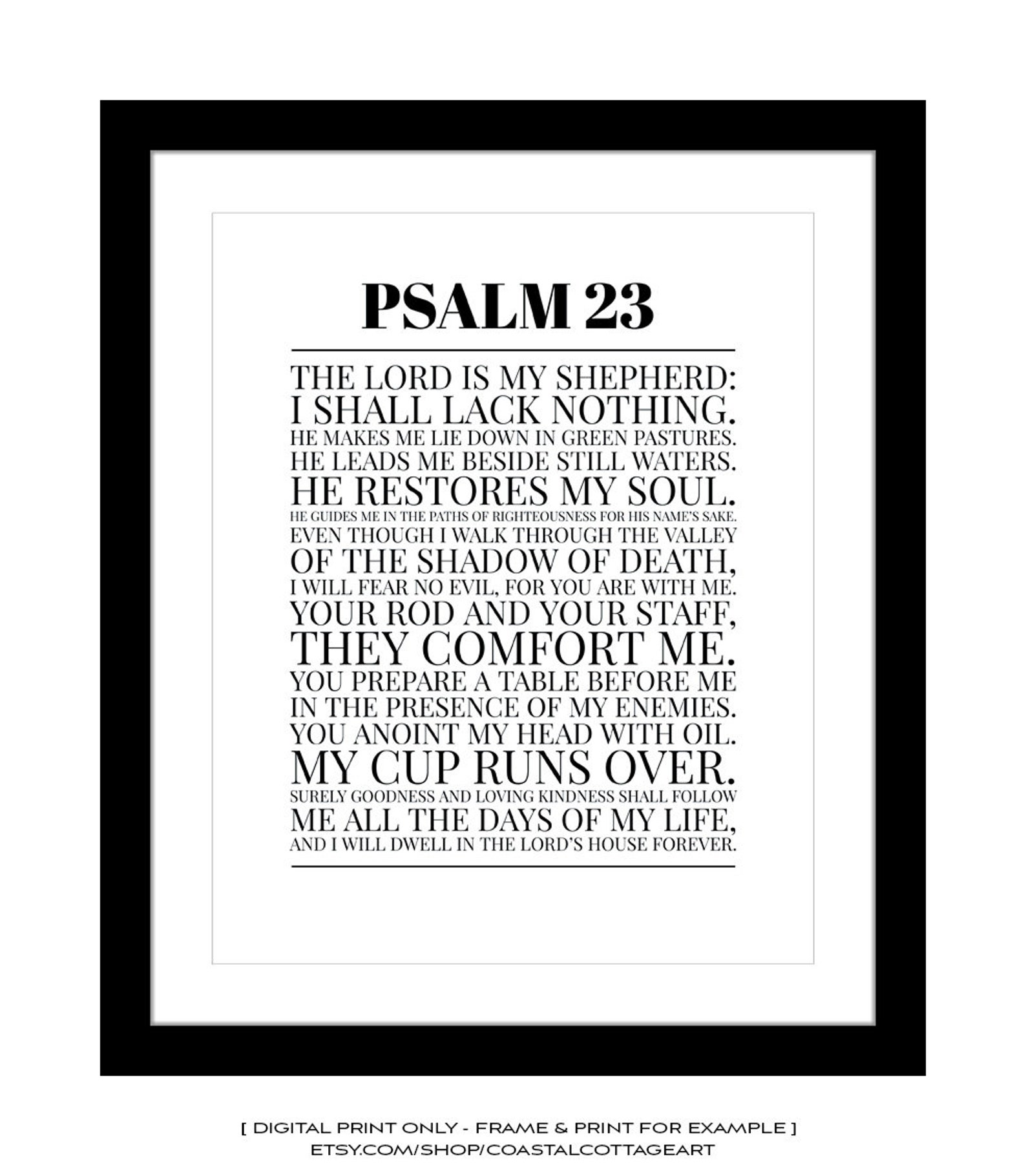 23rd PSALM, the Lord is My Shepherd, Wall Art, Digital Download ...
