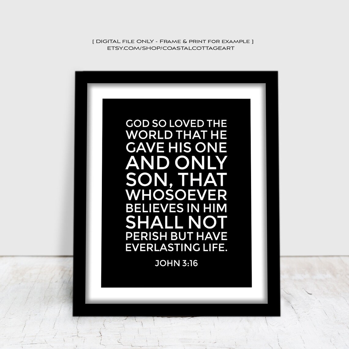 John 3 16, Digital Download, Inspirational, Bible Verses, Bible Verse ...