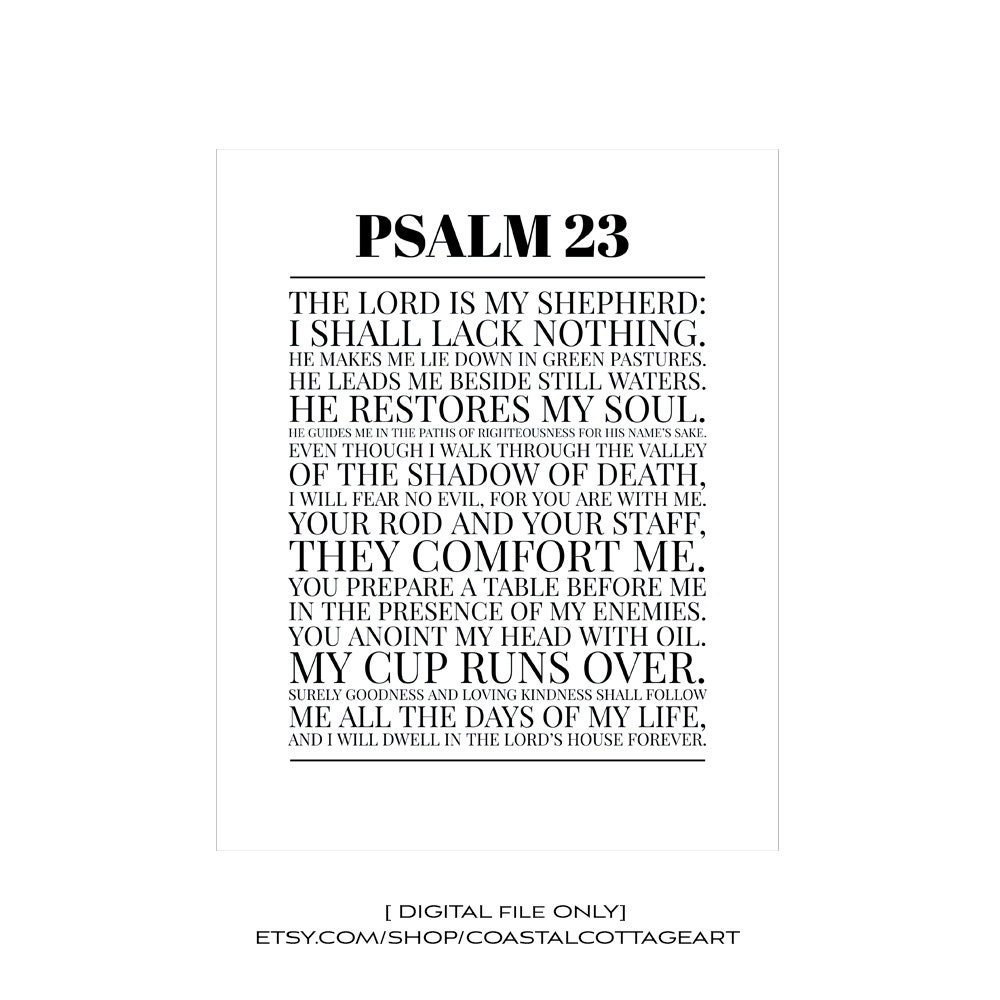 23rd PSALM, the Lord is My Shepherd, Wall Art, Digital Download ...