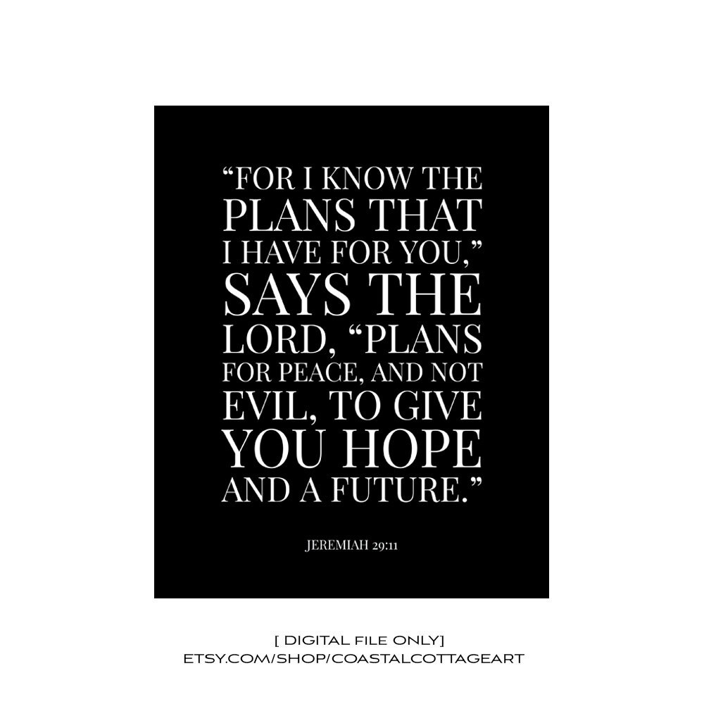 Jeremiah 29 11, Digital Download, Inspirational, Bible Verses, Bible ...