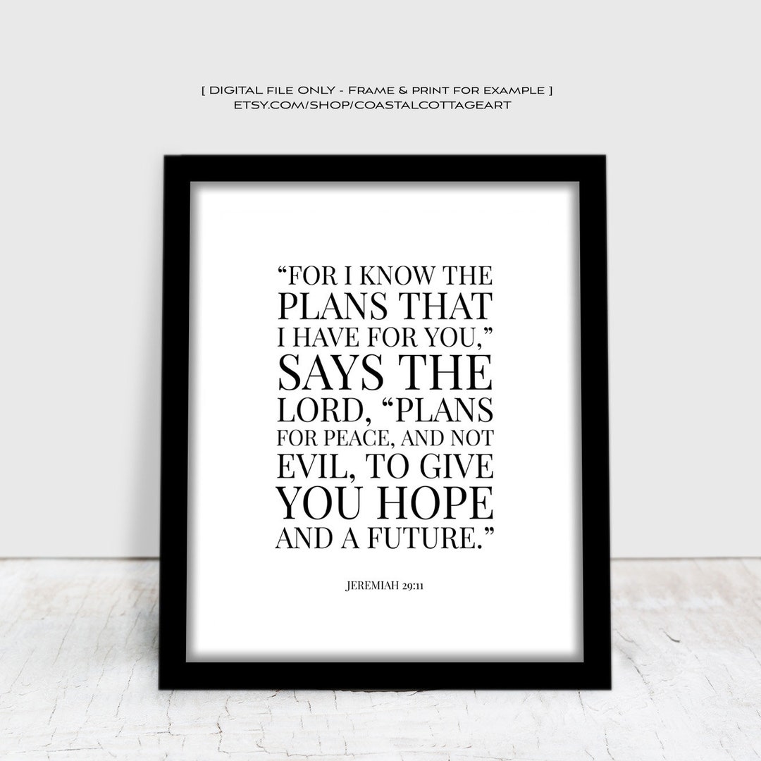 Jeremiah 29 11, Digital Download, Inspirational, Bible Verses, Bible ...