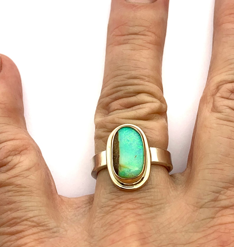Australian Crystal Pipe Opal Ring Opal Ring in 14k Gold and - Etsy