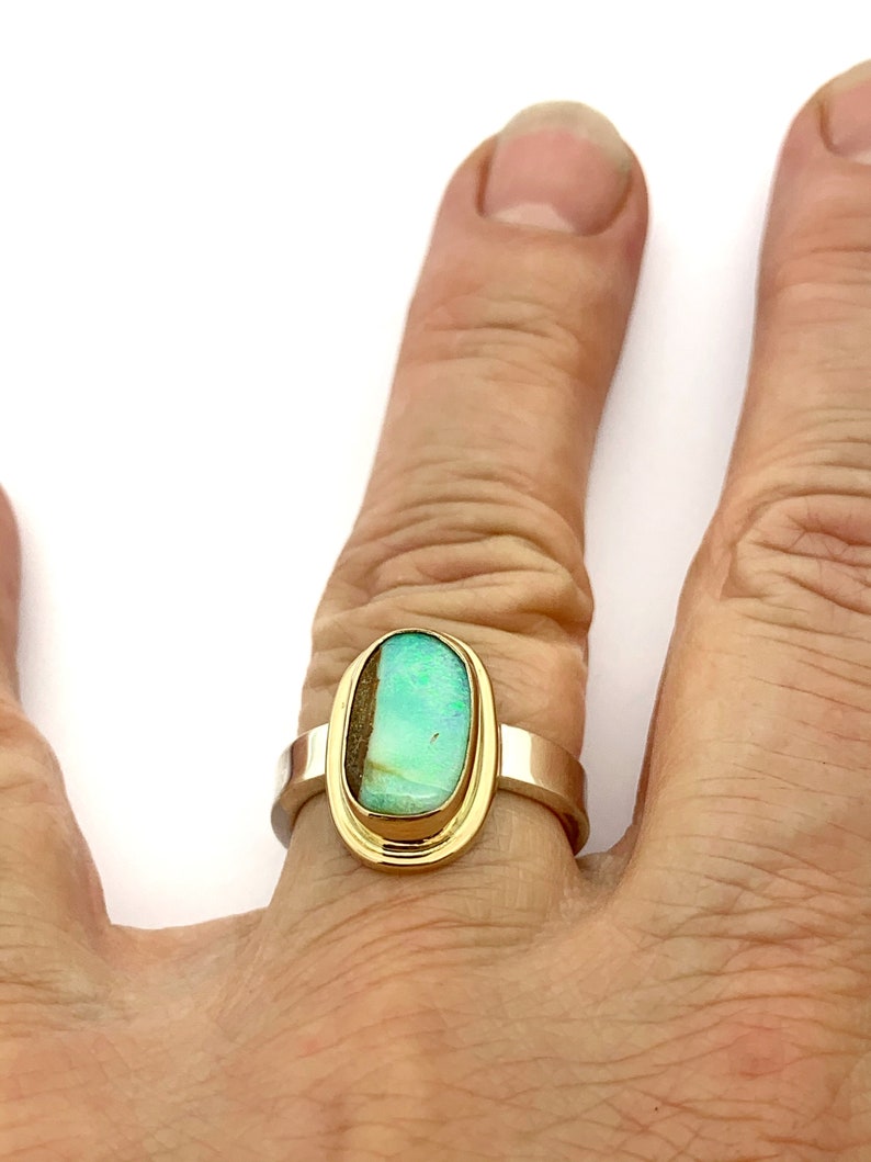 Australian Crystal Pipe Opal Ring Opal Ring in 14k gold and | Etsy
