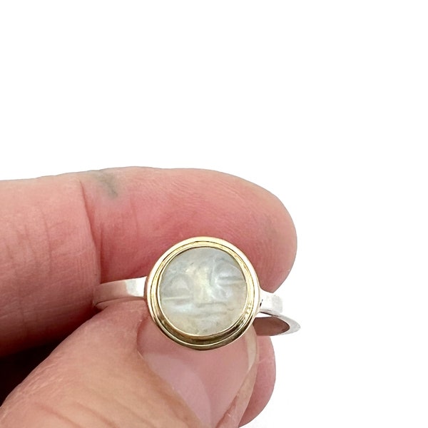 Carved Moonstone Face Ring - Etsy