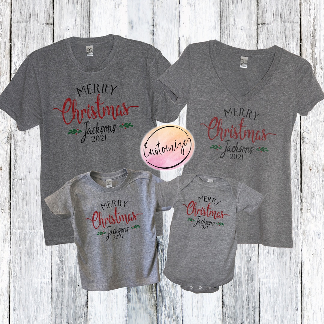 Merry Christmas Matching Shirts Personalized, Matching Family Christmas ...