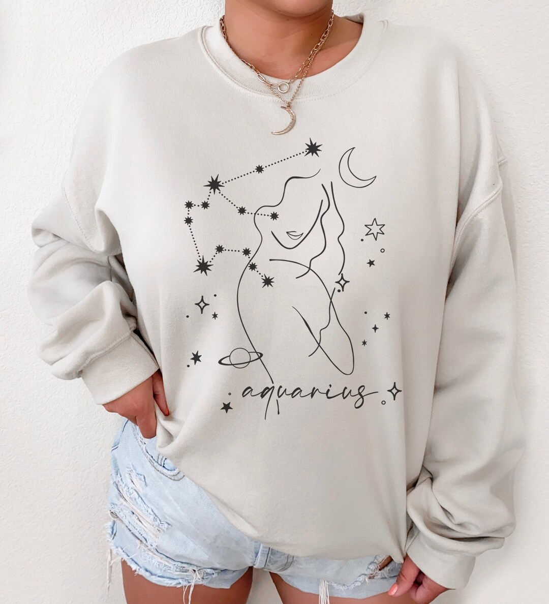 Aquarius Sweatshirt, Zodiac Sweatshirt Constellation Sweater, Horoscope ...