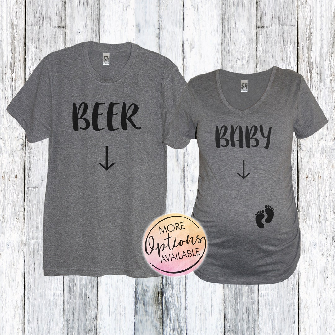 Baby and Beer Pregnancy Announcement Shirts Couple Shirt Set, Baby ...