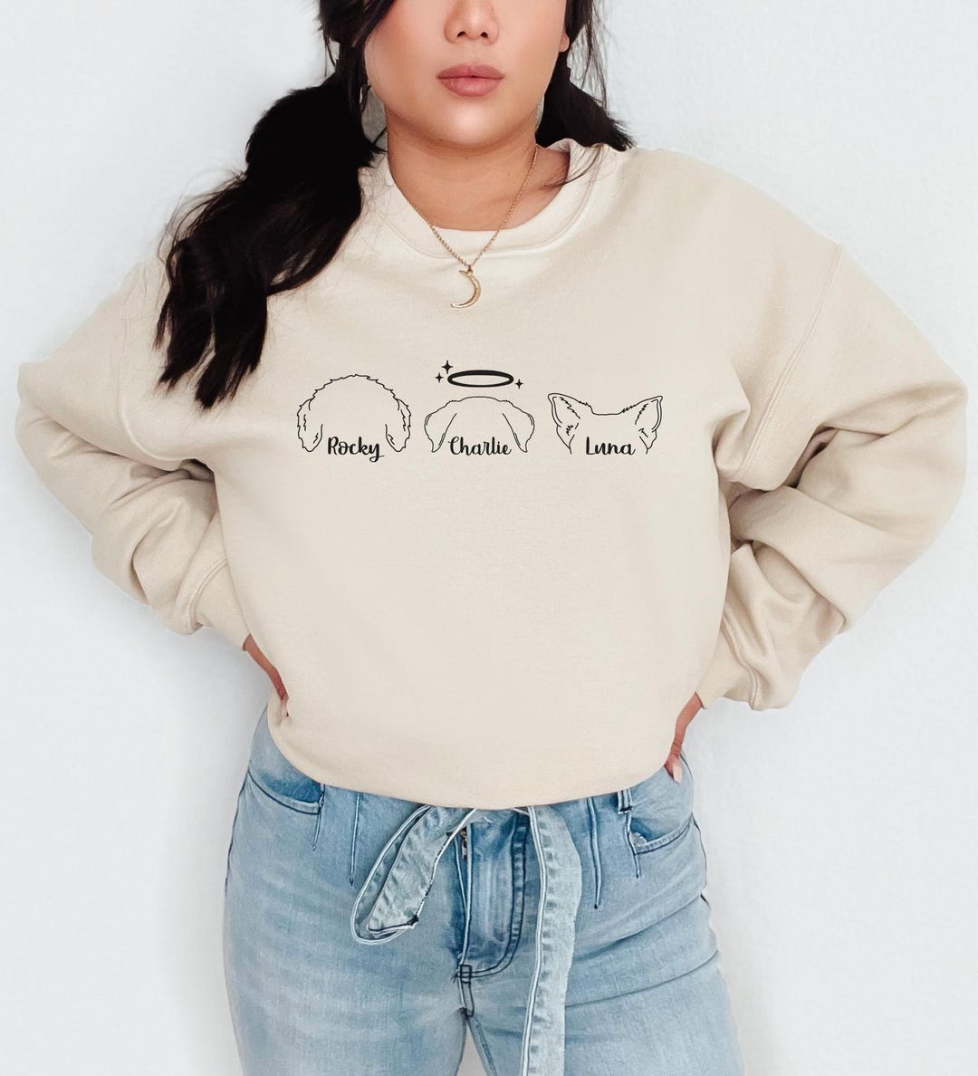 Custom Dog Ear Sweatshirt, Dog Name Hoodie, Dog Mom Personalized, Dog ...