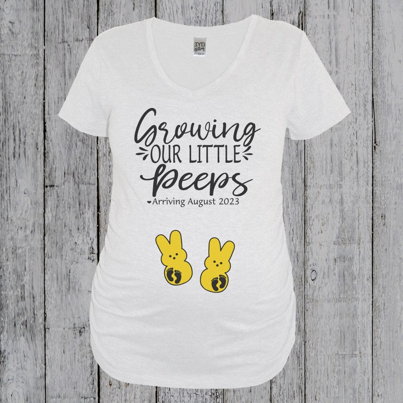 Easter Twins Pregnancy Announcement Peeps Maternity Shirt, Growing Our ...