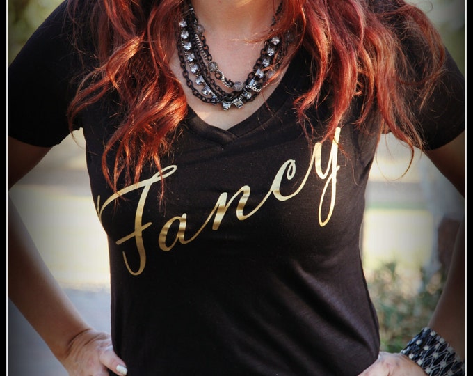 Fancy Womens Black or Heather Gray Womens V Neck Shirt, Fancy ...