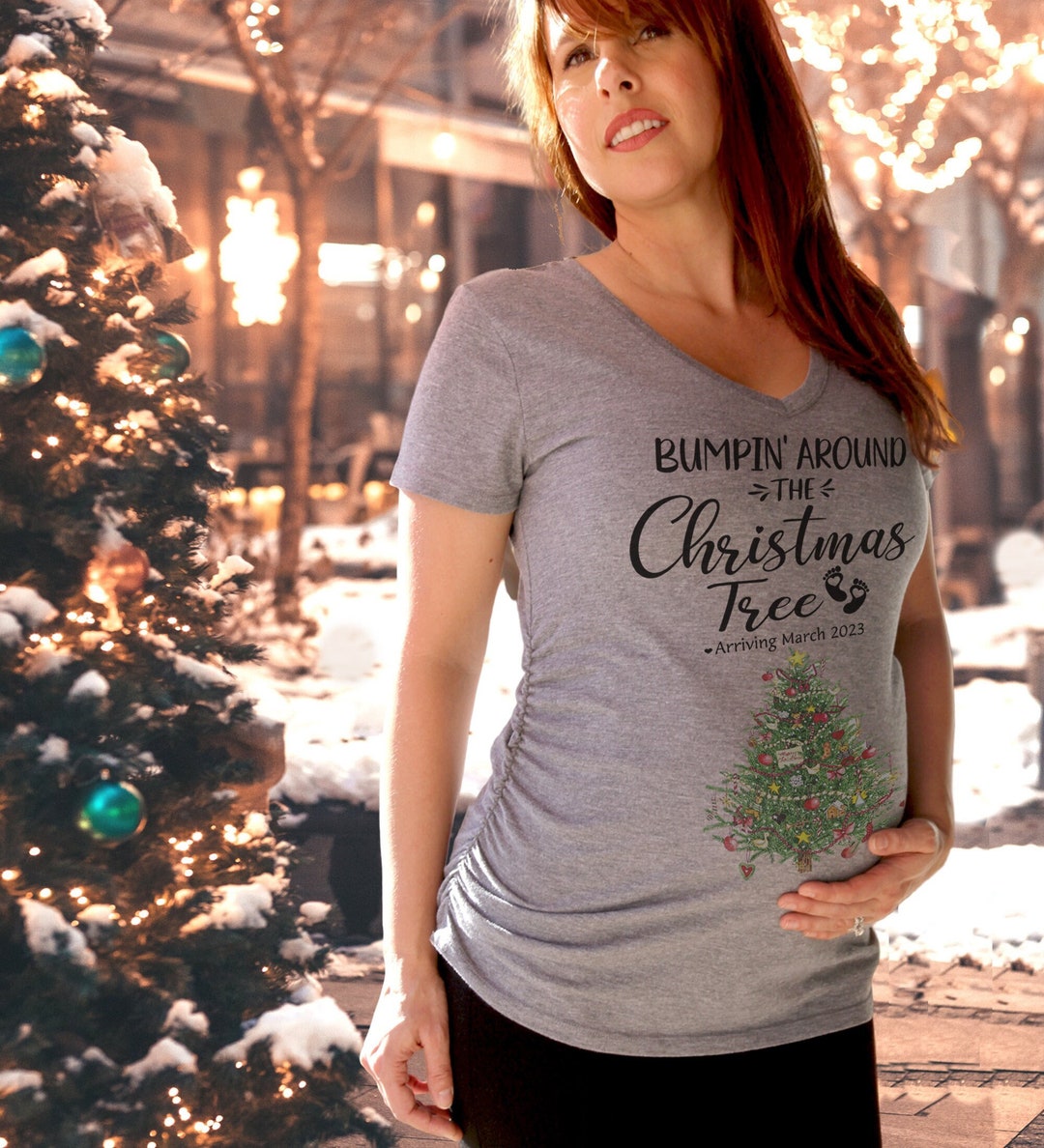 Personalized Christmas Pregnancy Announcement Maternity Shirt Bumpin ...