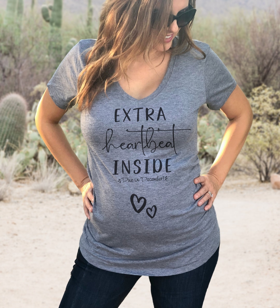 Extra Heartbeat Inside Maternity Personalized Shirt, Custom Pregnancy ...
