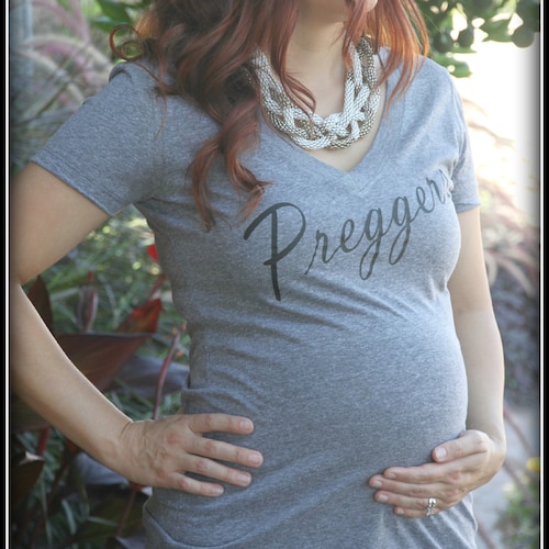 Preggers Fitted V Neck Shirt Preggers Shirt Pregnant Mom to - Etsy