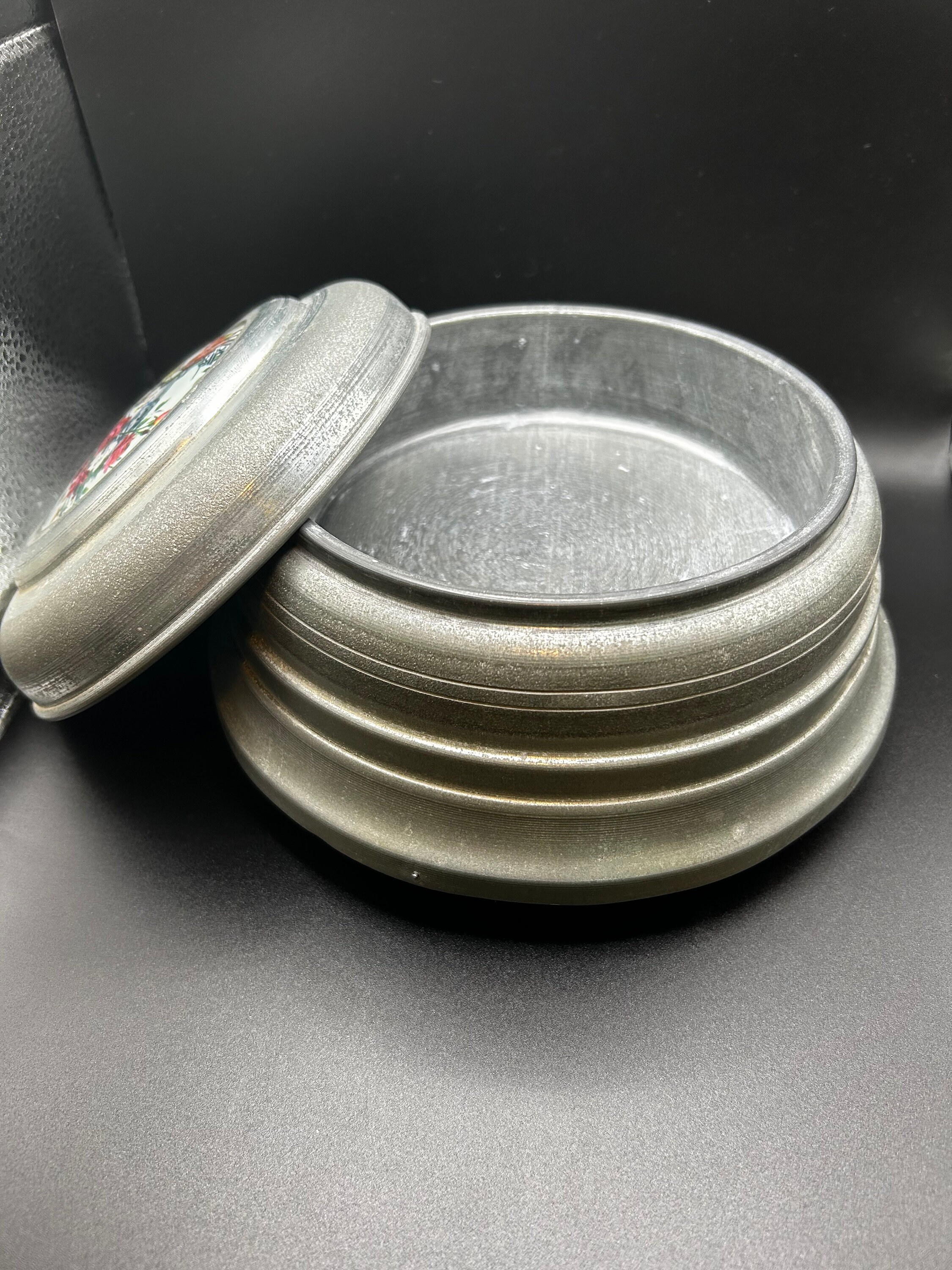 Vintage Aluminum Musical Powder Box - Etsy