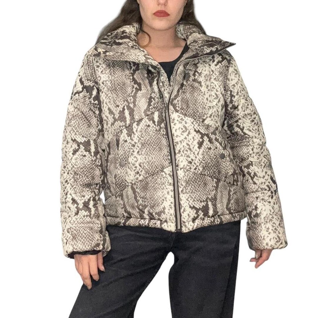 Snakeskin Print Puffer Jacket, Large - Etsy