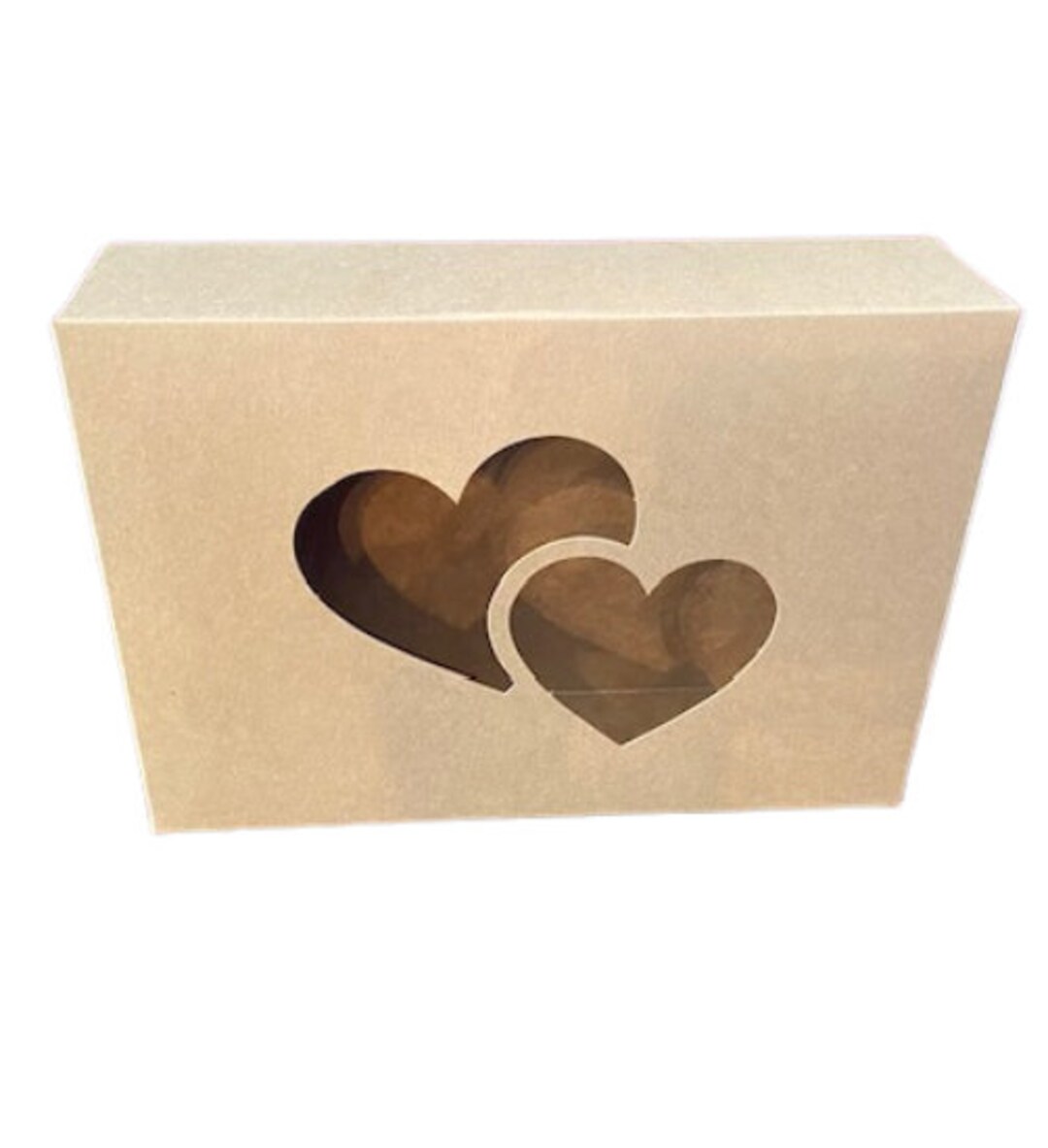 Kraft With Heart Window, Lock & Tab Box With Lid - Etsy