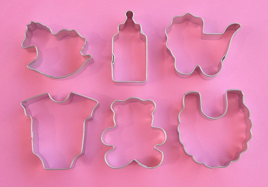 Baby Mini Cookie Cutter Set Includes Baby Bib, Baby Bottle, Carriage ...