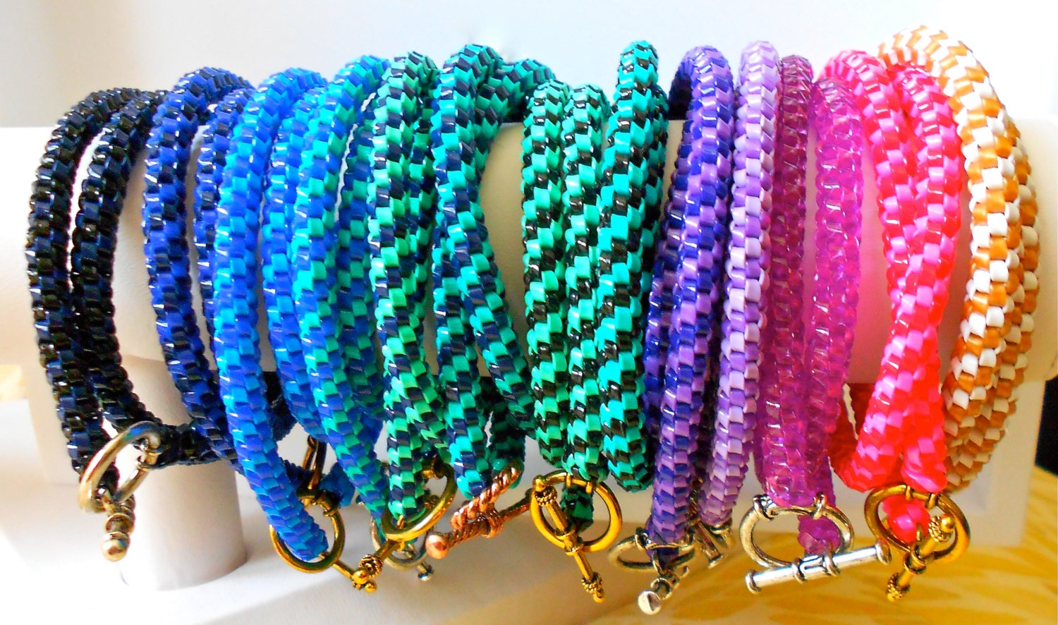 Woven Double Wrap Plastic Bracelet Mixed Colors Family - Etsy