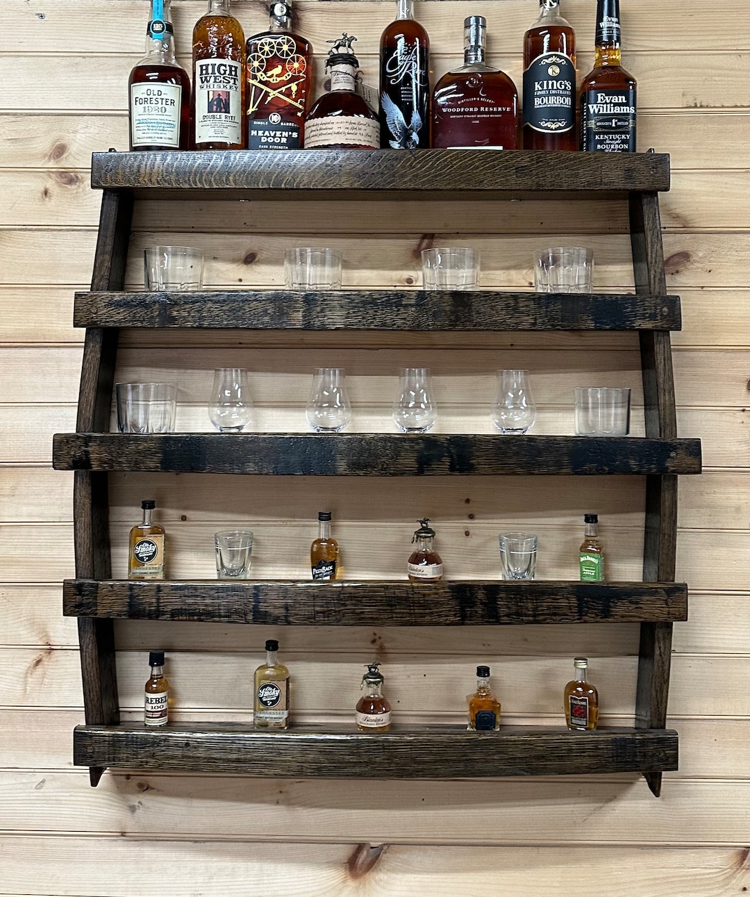 Shot Glass Displayshot Glass Shelfbourbon Glassesdrinks Cabinettiered Wall Shelfbourbon