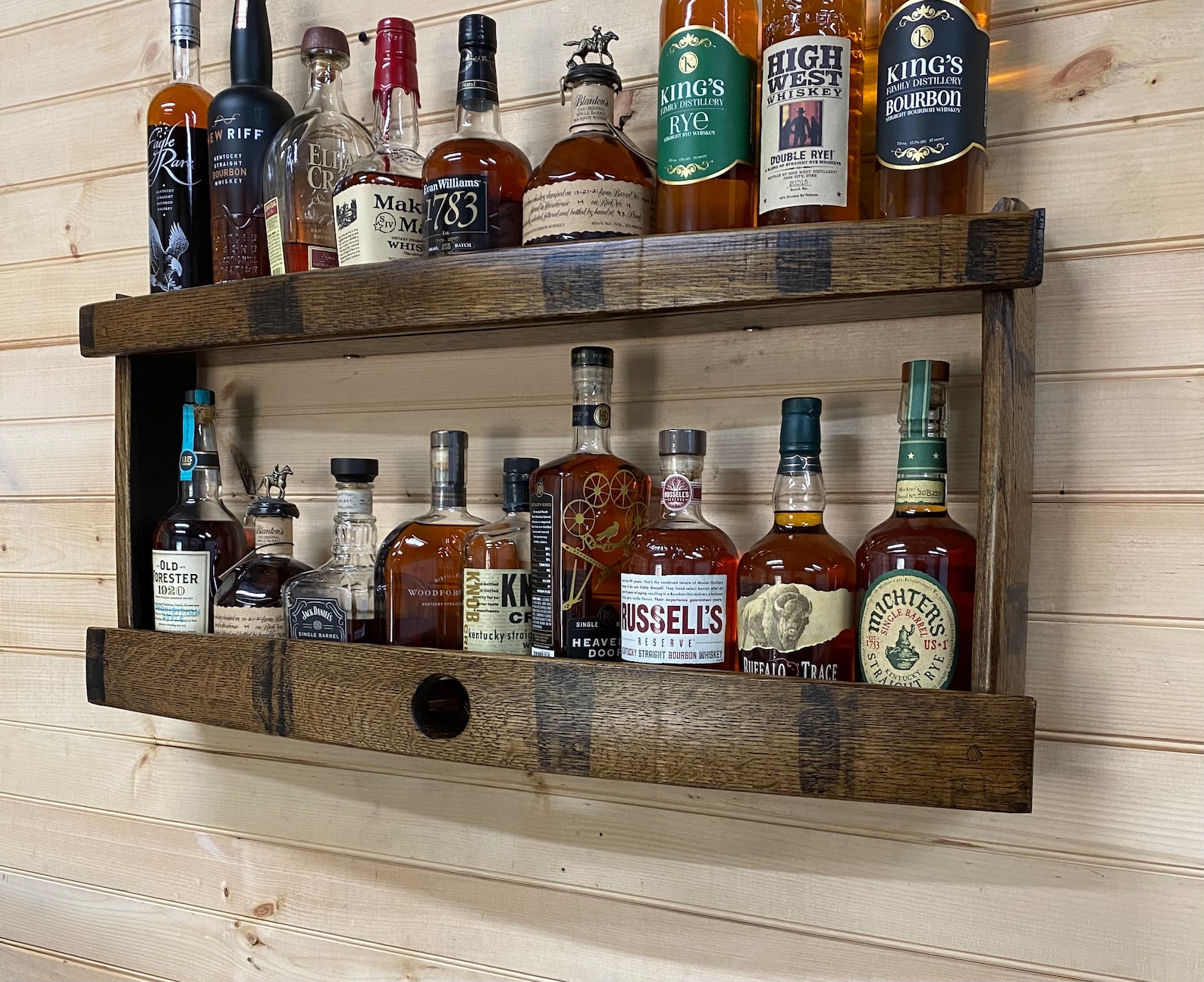 Bar Shelves/bourbon Barrel Wall Mounted Cabinet/unique Bourbon Gifts ...