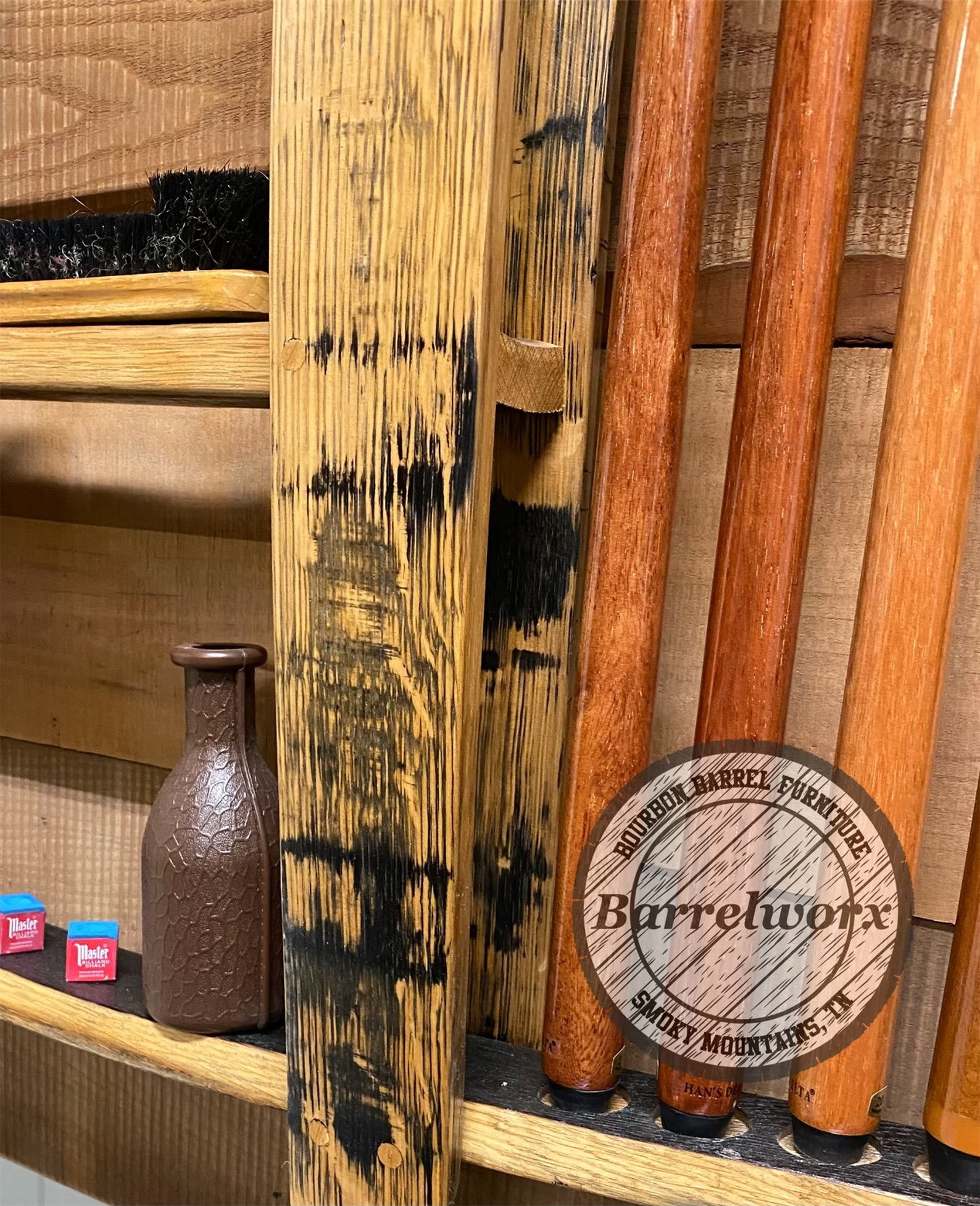 Pool Cue Rack/barrel Furniture/game Furniture/8 Ball - Etsy