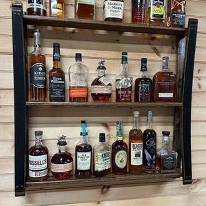 Whiskey Barrel Shelf/man Cave Furniture/bourbon Bar/alcohol Shelf/bar ...