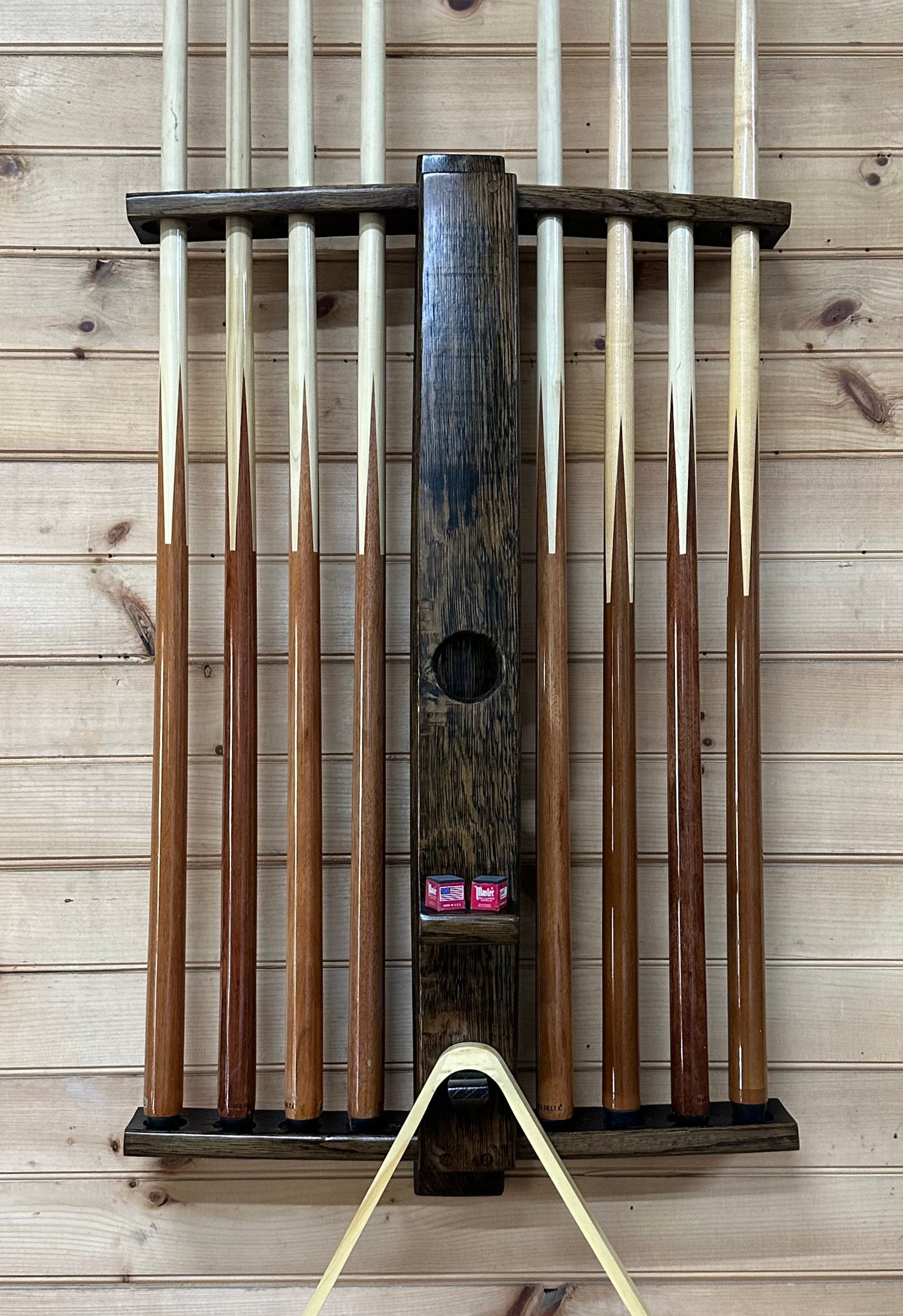 Bourbon Barrel Stave Pool Cue Rack - Rustic Billiards Decor - Etsy
