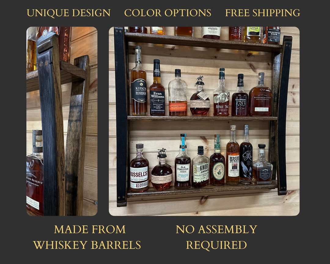 Whiskey Barrel Stave Wall Mounted Liquor Cabinet, Reclaimed Wood ...