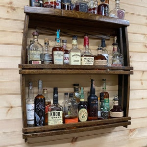 Whiskey Barrel Shelf/bourbon Bar/wall Mounted Bar/alcohol Shelf/bar ...