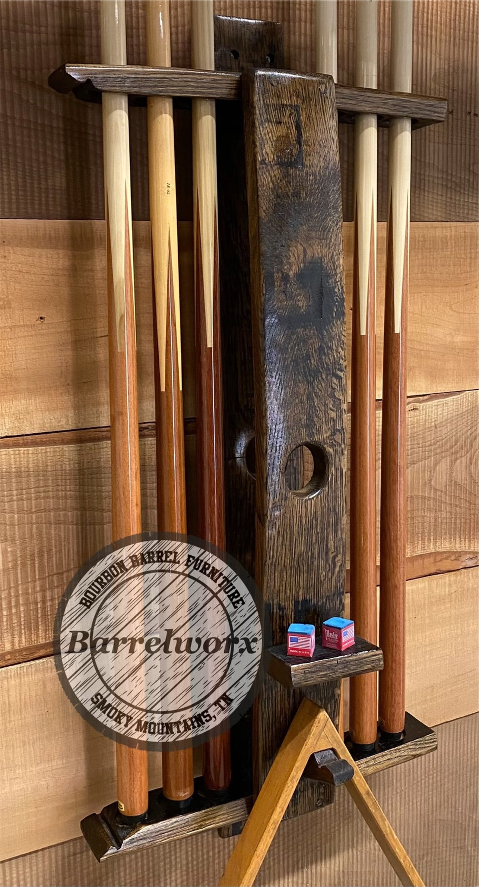 Pool Cue Rack/whiskey Barrel Wood/8 Ball Pool/pool Decor/pool - Etsy